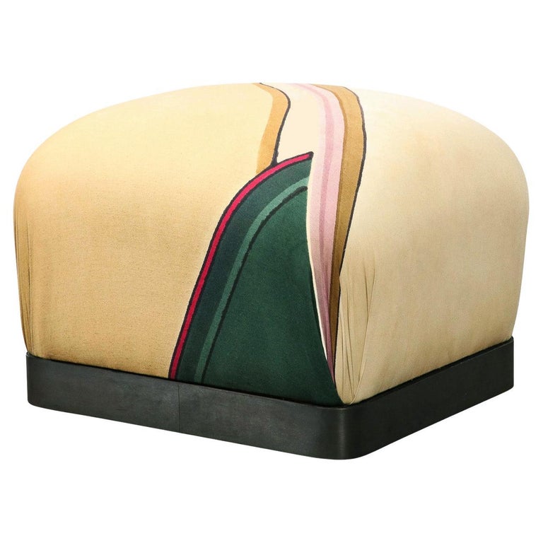 Karl Springer "Souffle Ottoman" with Brushed Bronze Base 1980s For Sale ...