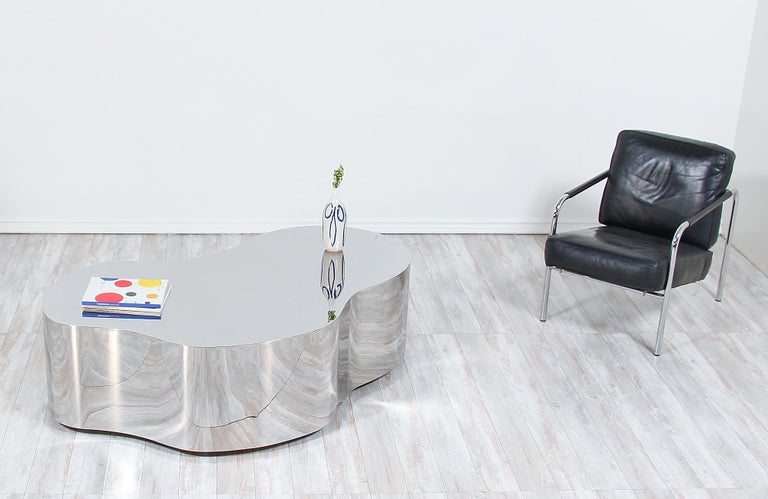 Karl Springer Stainless Steel Freeform Table at 1stDibs