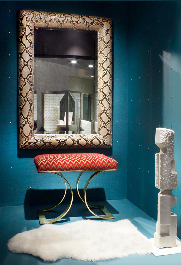 Karl Springer Stunning "Half Round Molding Mirror" in Python, 1987 ...