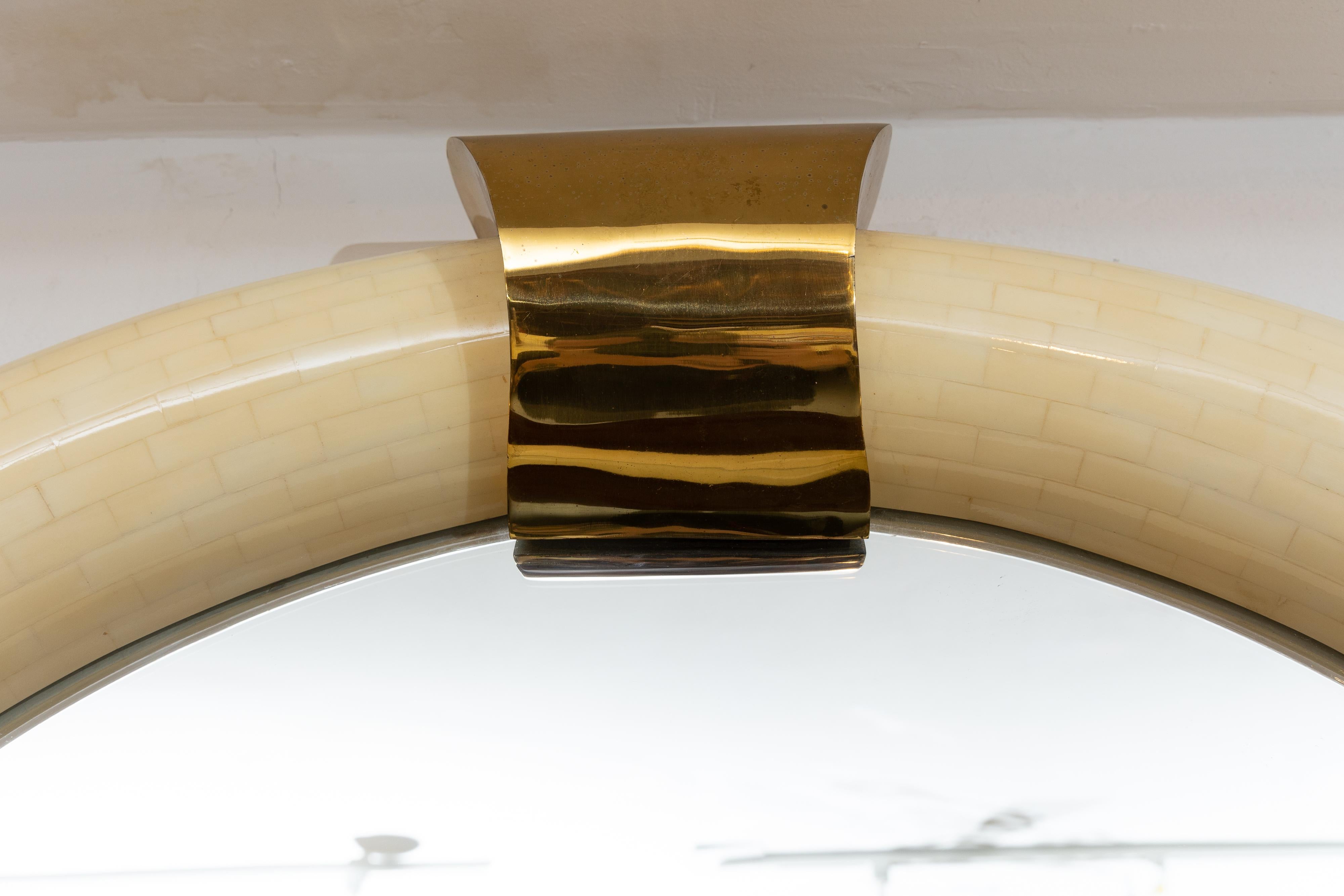 Karl Springer Style Circular Wall Mirror For Sale at 1stDibs