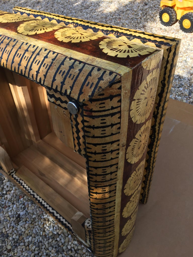 Karl Springer Style Coffee Table in Lacquered Batik Finish at 1stDibs