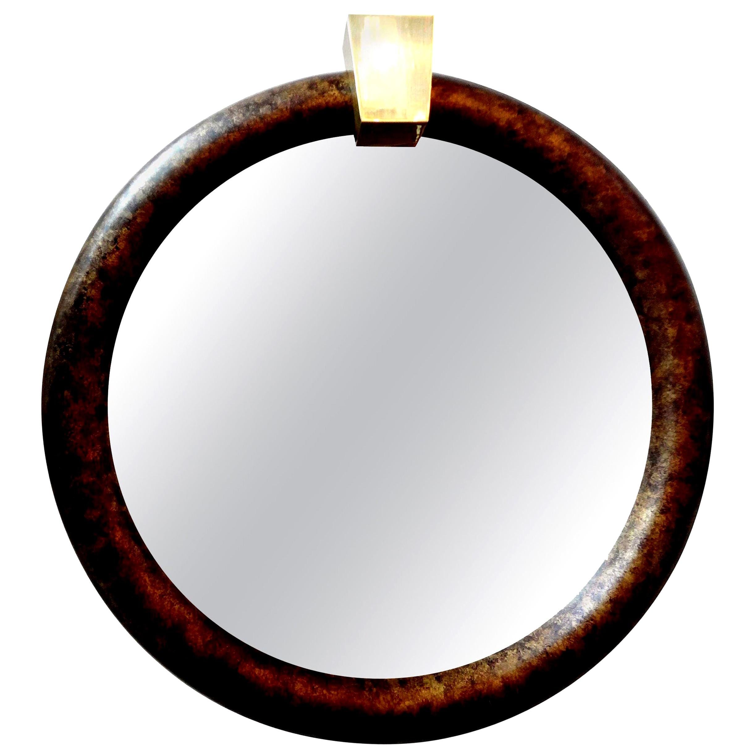 Mid-Century Faux Tortoiseshell Wall Mirror Attributed to Karl Springer ...