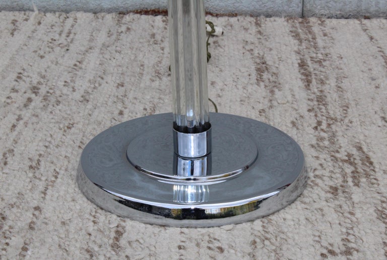 Karl Springer Style Glass and Chrome Torchiere Floor Lamp at 1stDibs