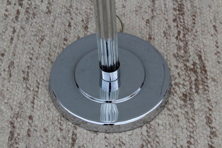 Karl Springer Style Glass and Chrome Torchiere Floor Lamp at 1stDibs