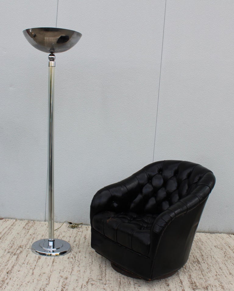 Karl Springer Style Glass and Chrome Torchiere Floor Lamp at 1stDibs