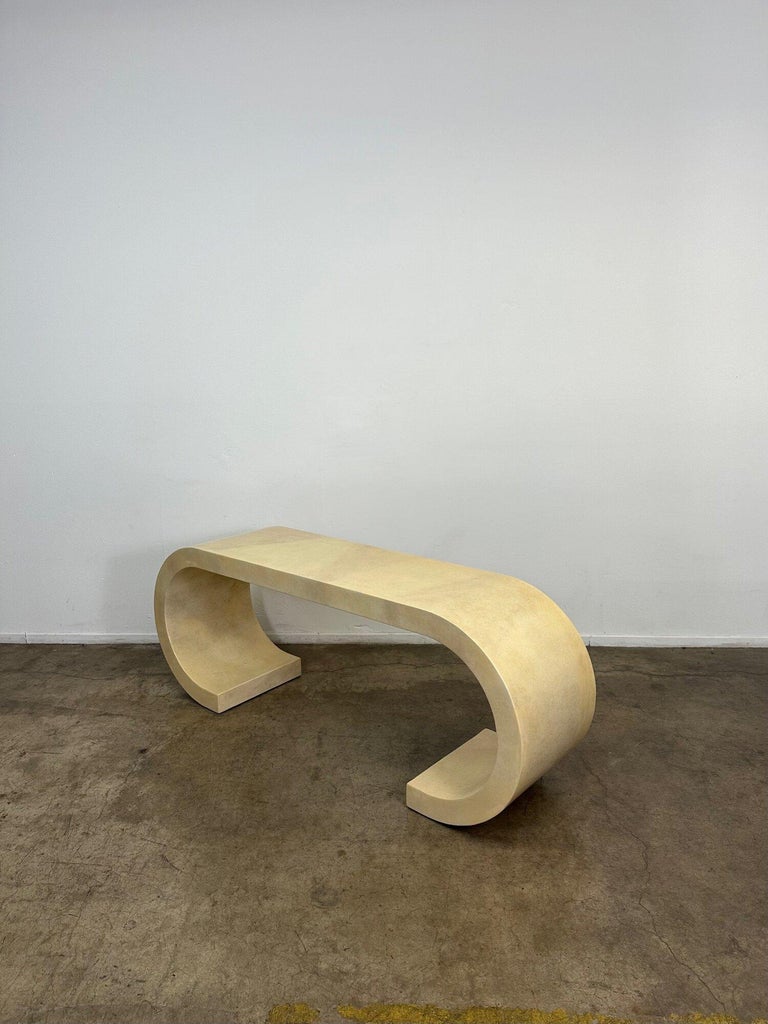 Karl Springer Style Goat Skin Console Table For Sale at 1stDibs