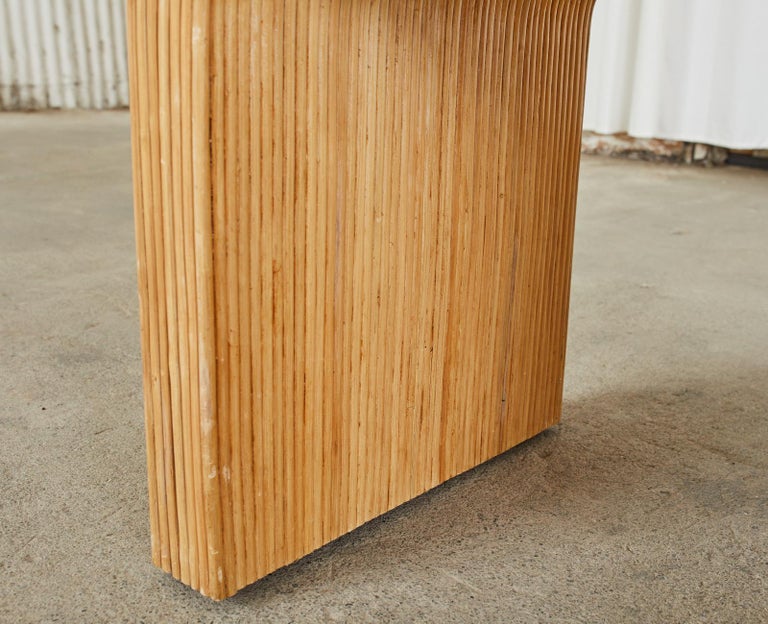 Karl Springer Style Pencil Reed Rattan Waterfall Drink Table For Sale ...