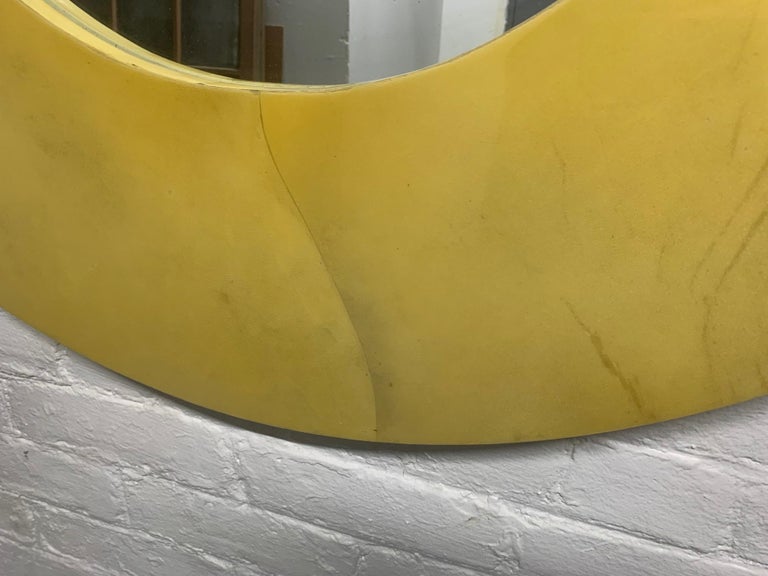 Karl Springer Style Round Goatskin Mirror For Sale at 1stDibs