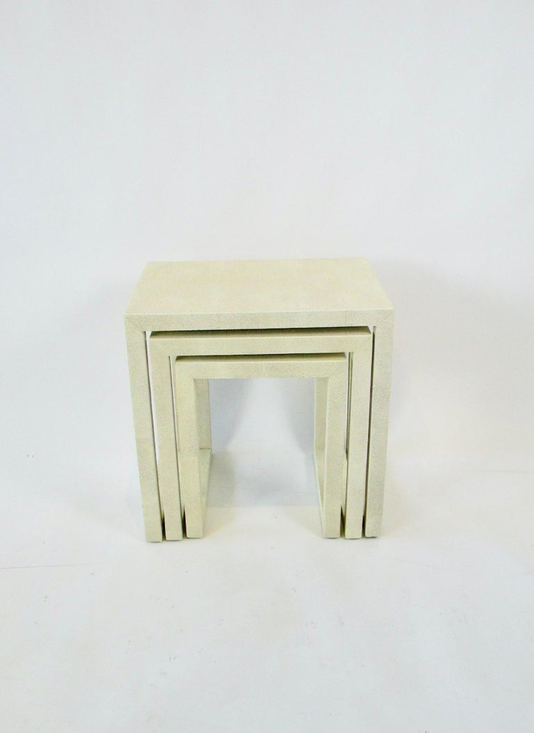 Karl Springer Style Shagreen Nest of Tables For Sale at 1stDibs