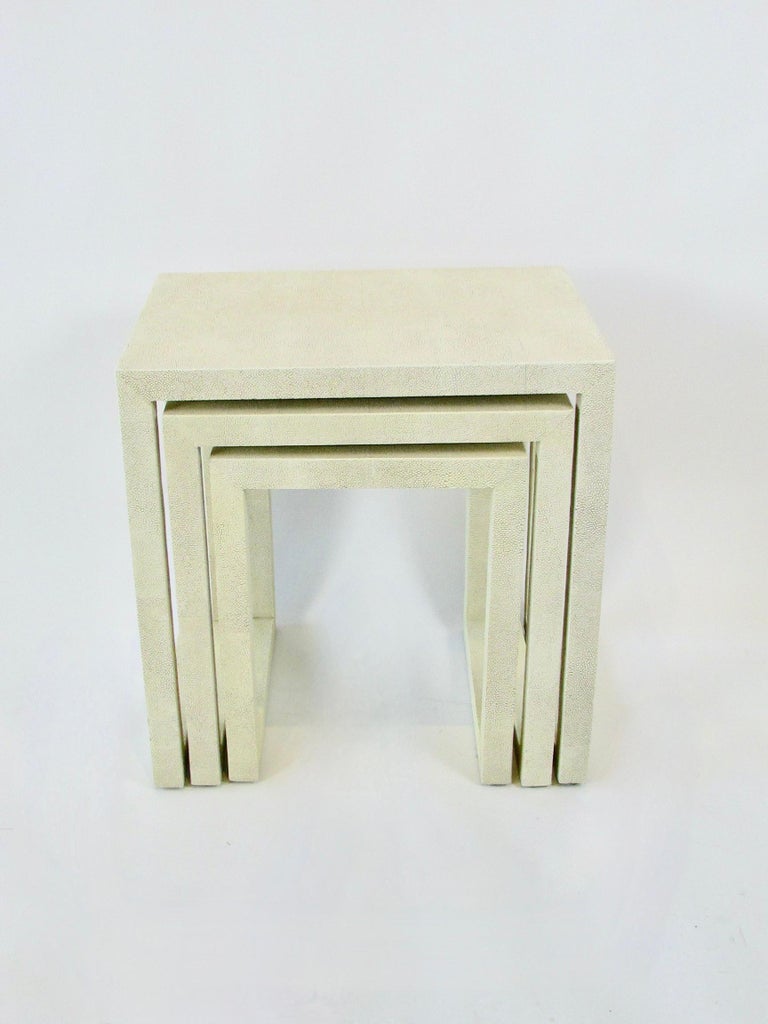 Karl Springer Style Shagreen Nest of Tables For Sale at 1stDibs