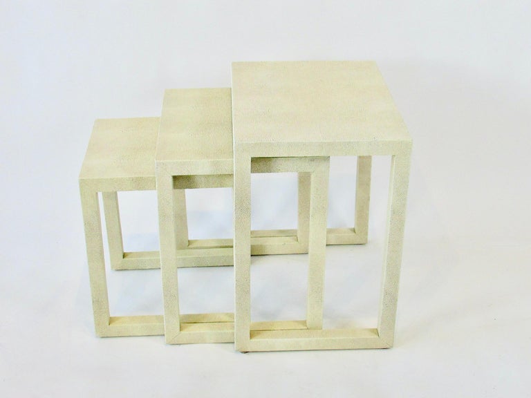 Karl Springer Style Shagreen Nest of Tables For Sale at 1stDibs