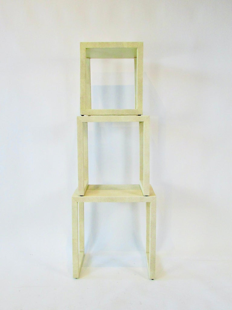 Karl Springer Style Shagreen Nest of Tables For Sale at 1stDibs