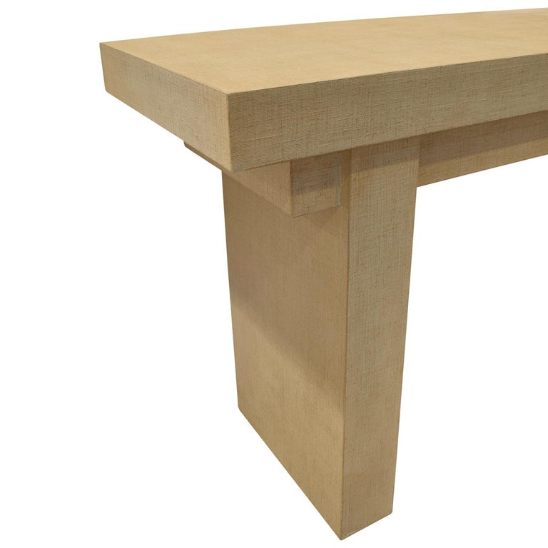 Karl Springer "T-Style Console Table" in Lacquered Linen, 1970s at 1stDibs