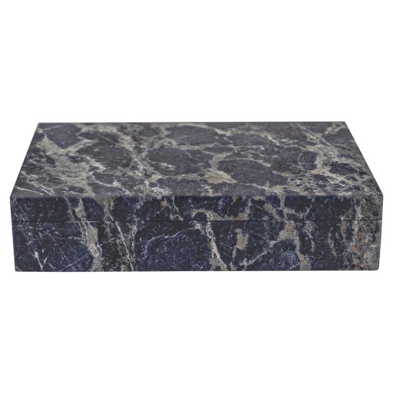 Karl Springer Unique Hinged Box in Polished Sodalite Stone 1980s ...