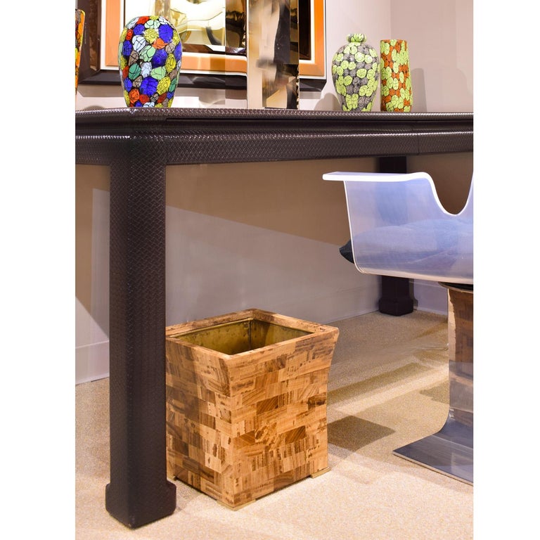 Karl Springer Waste Basket in Tessellated Travertine, 1980s For Sale at ...