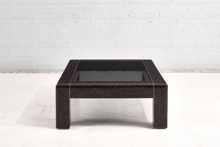 Karl Springer "Heavy Parsons Table"in Penshell w/Brass Inlay Coffee ...