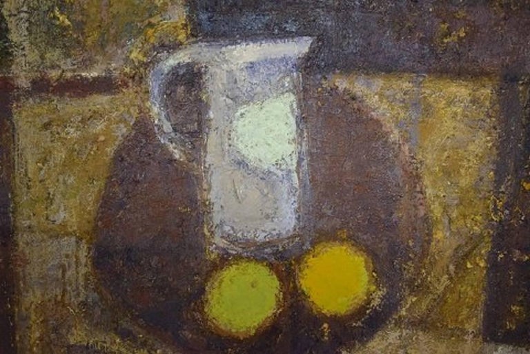 Karsten Winther Listed Danish Artist, Still Life with Jug and Fruit For ...