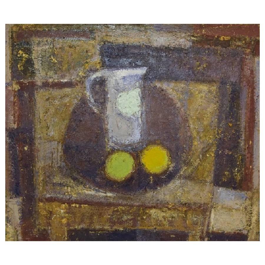 Karsten Winther Listed Danish Artist, Still Life with Jug and Fruit For ...