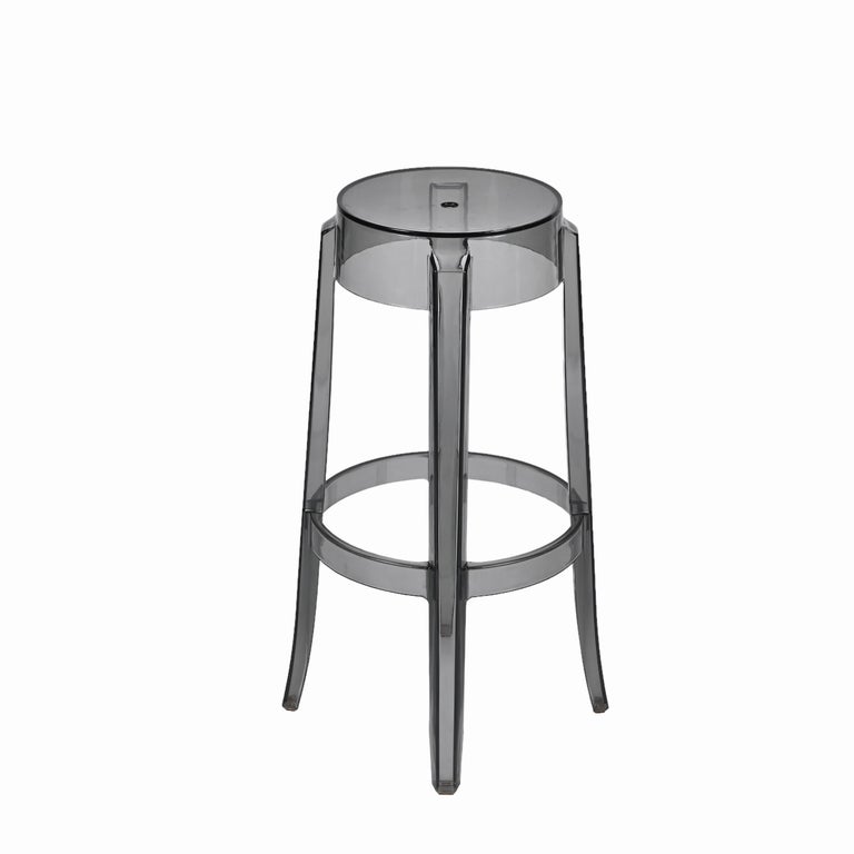 Kartell Charles Ghost Large Stools in Smoke Grey by Philippe Starck ...