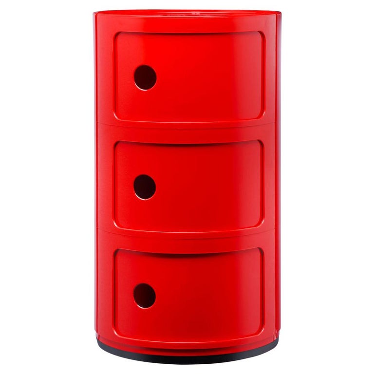 Kartell Componibili 3-Tier Drawer in Red by Anna Castelli Ferrieri For ...