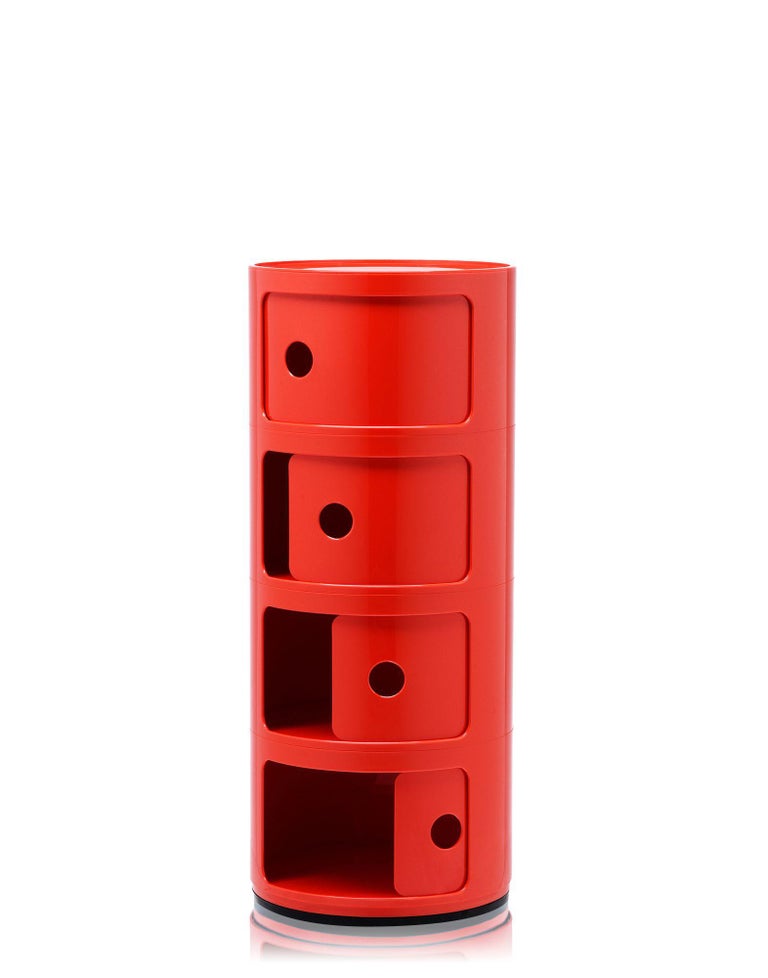 Kartell Componibili 4-Tier Drawer in Red by Anna Castelli Ferrieri For ...