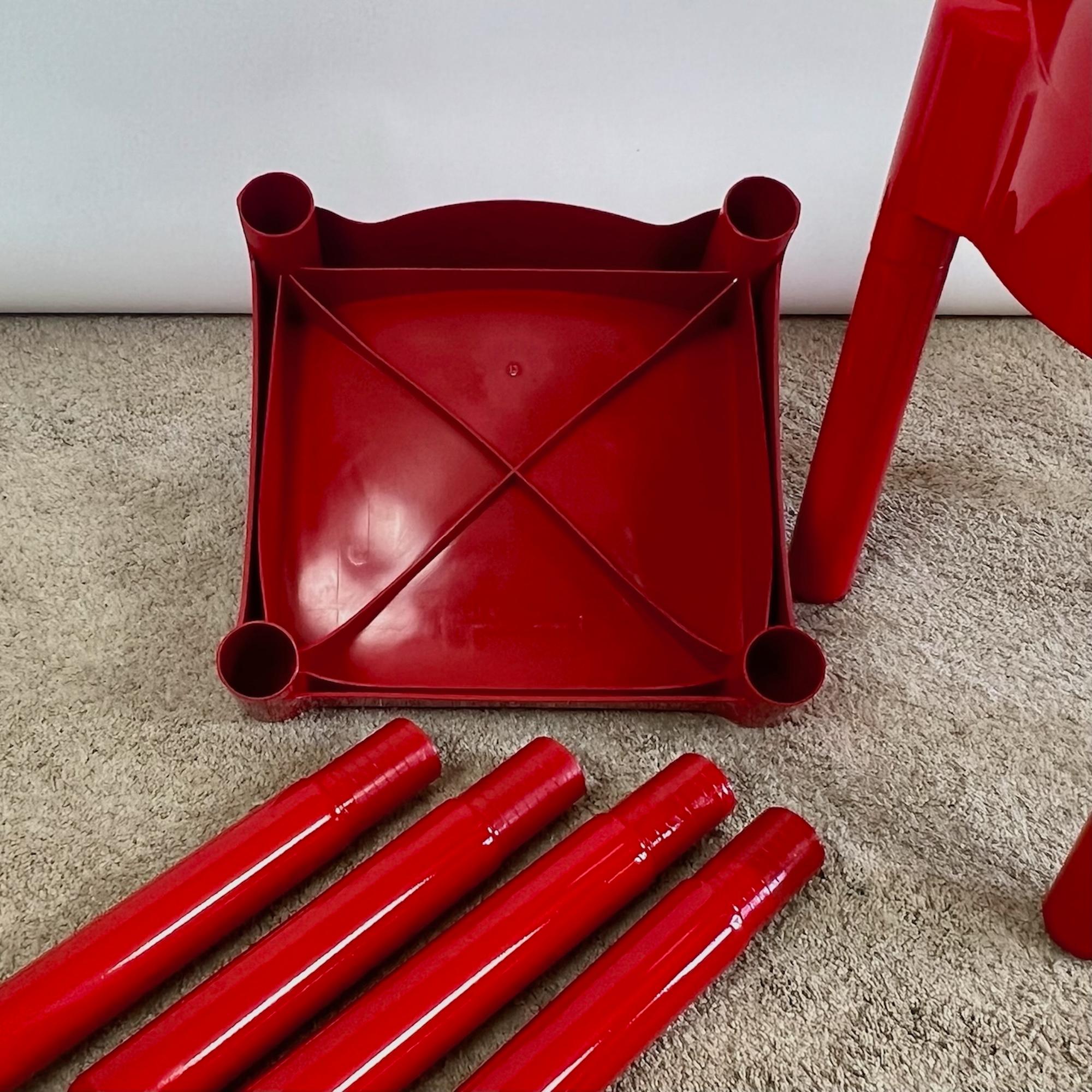 Kartell Model 4875 Chair in Glossy Red - Carlo Bartoli 70s Design - Set ...