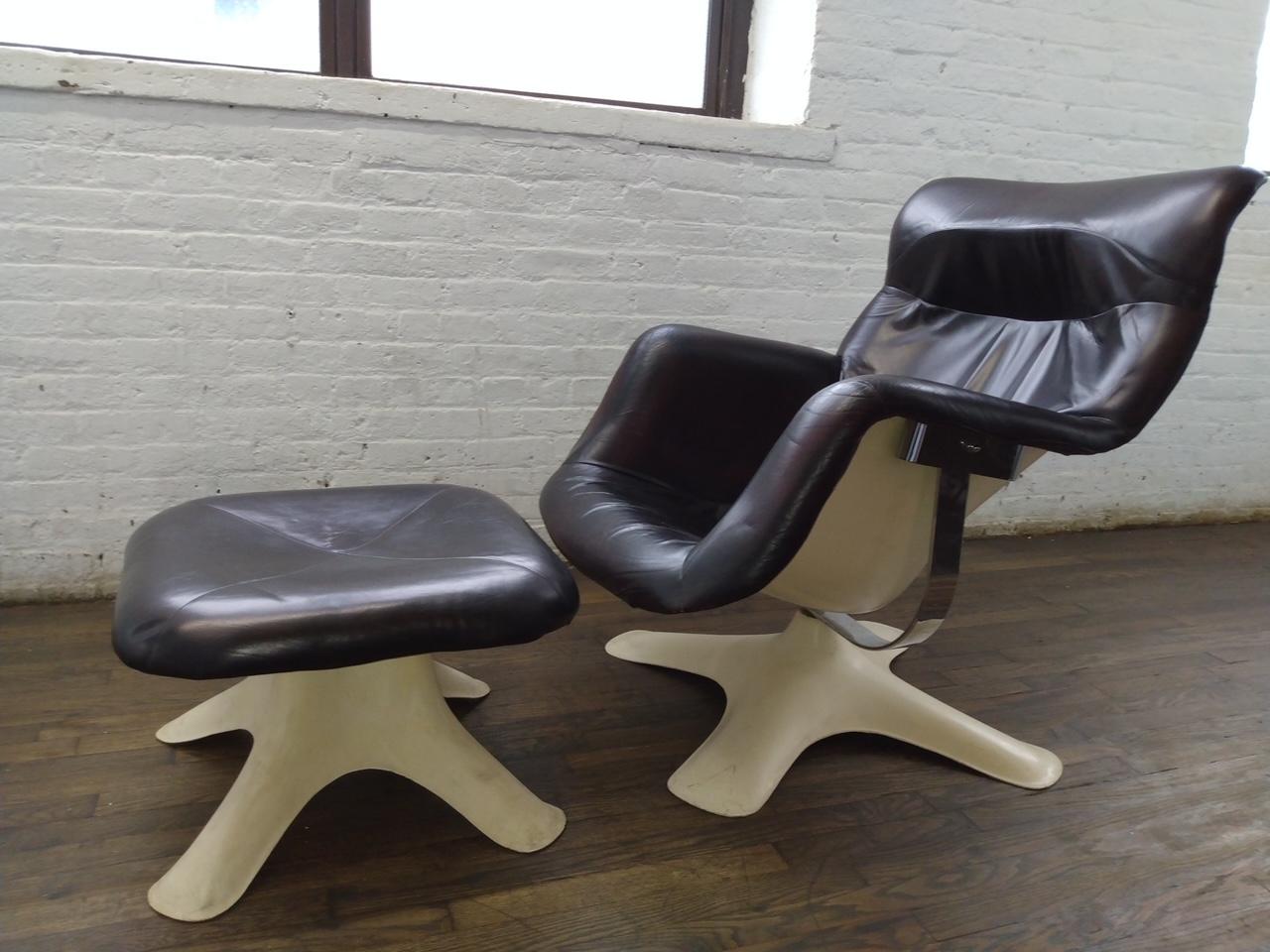 Yrjo Kukkapuro 'Karuselli' Lounge Chair in Black Patinated Leather For ...