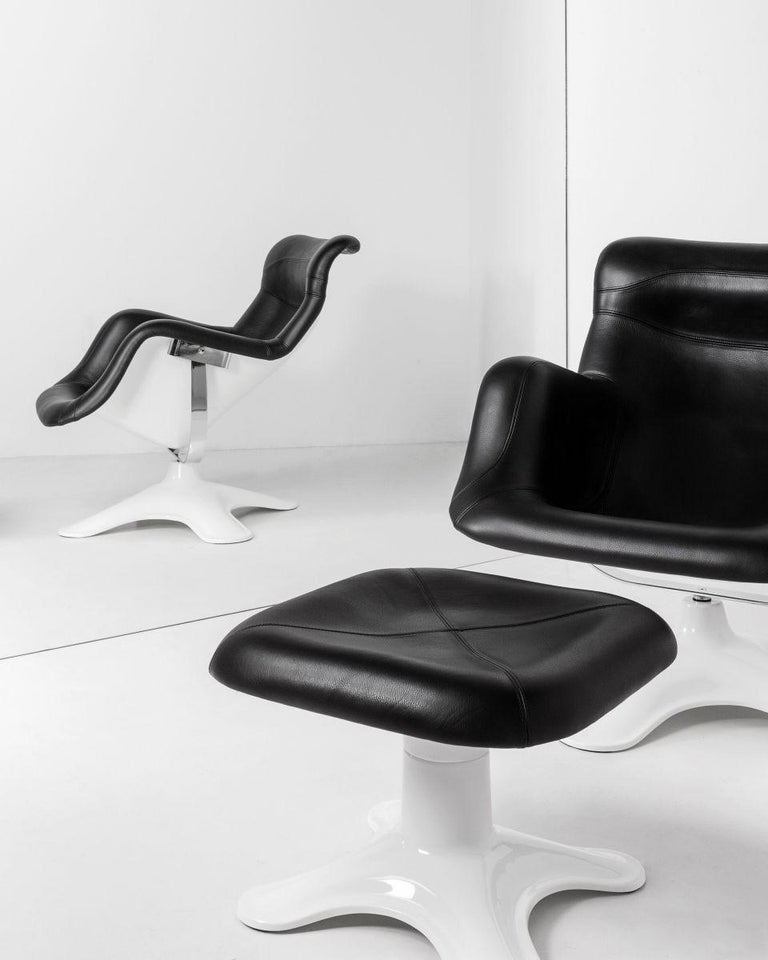 Karuselli Lounge Chair with Black Leather by Yrjö Kukkapuro and Artek ...