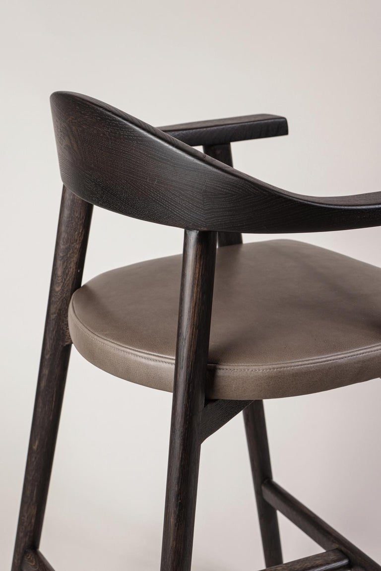 Karve Counter Stool, Bespoke Counter Stool in Solid Oak and Leather For ...