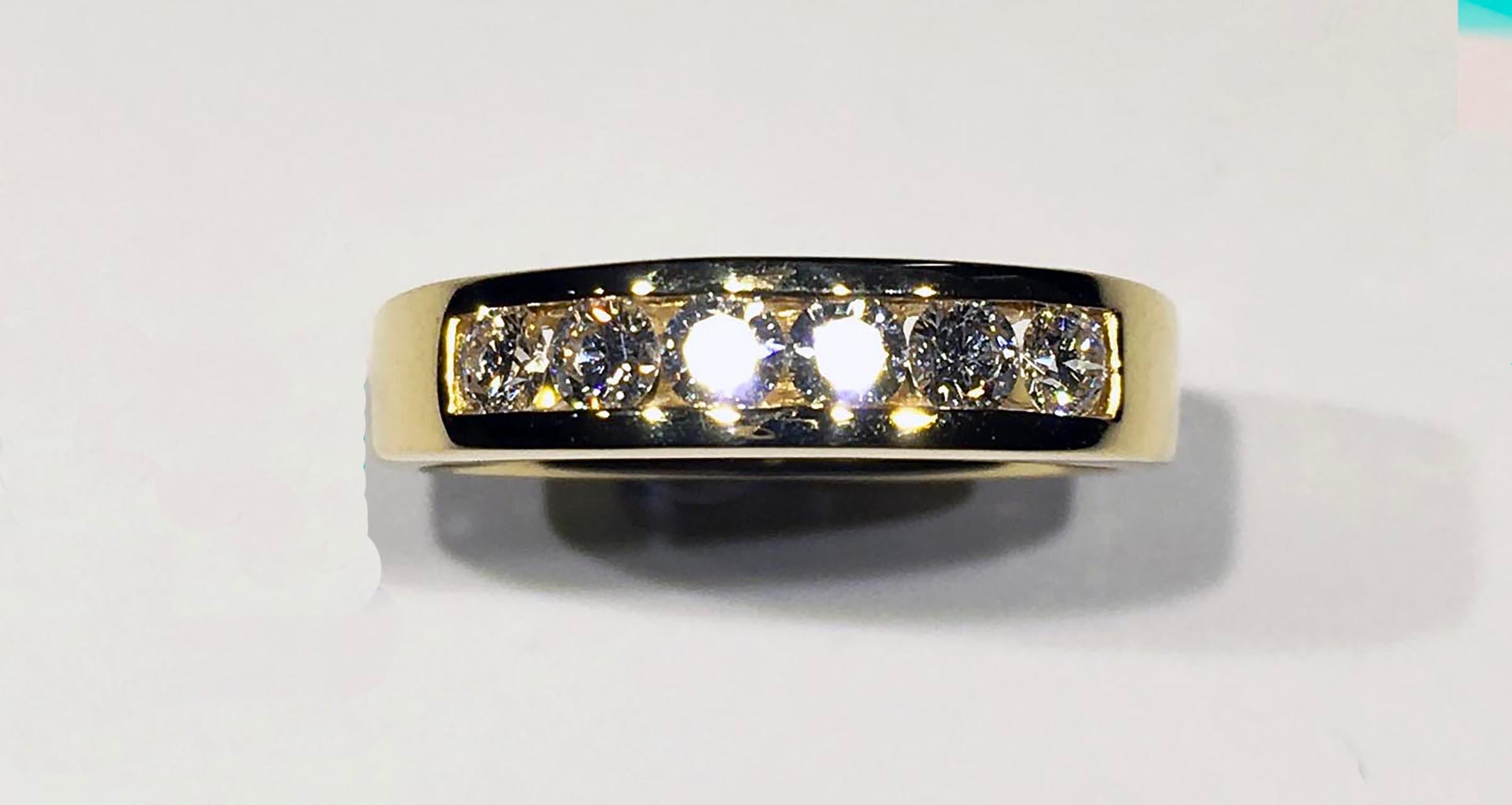 Kary Adam Designed, Diamond Channel Set Ring in 14 Karat Gold For Sale ...