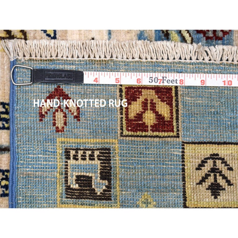 Kashkuli Gabbeh Pictorial Pure Wool Hand Knotted Oriental Rug at 1stDibs