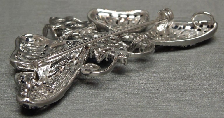 Kashmir Sapphire and Diamond 18 Karat Butterfly Pin / Slide Pendant For ...