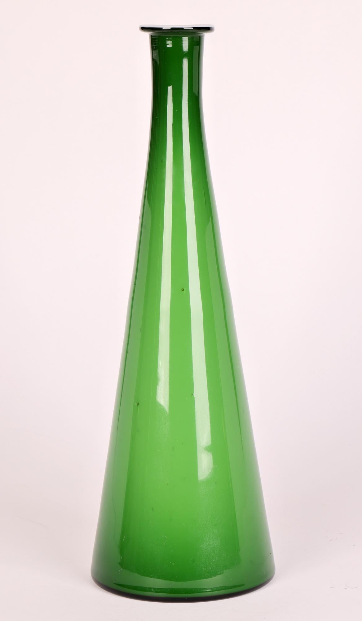 Kastrup Danish Mid-Century Otto Bauer White Cased Green Glass Vase For ...