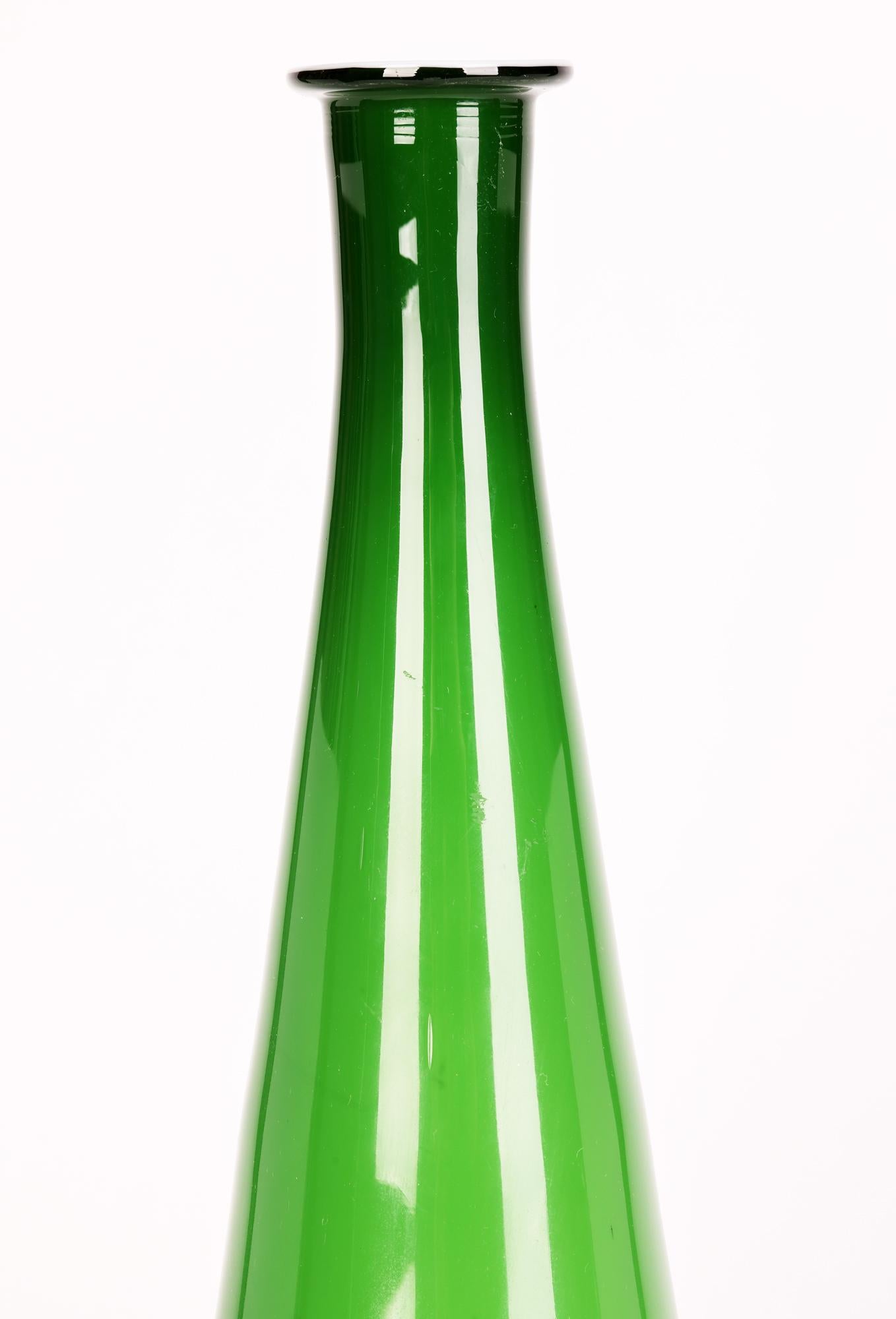 Kastrup Danish Mid-Century Otto Bauer White Cased Green Glass Vase For ...
