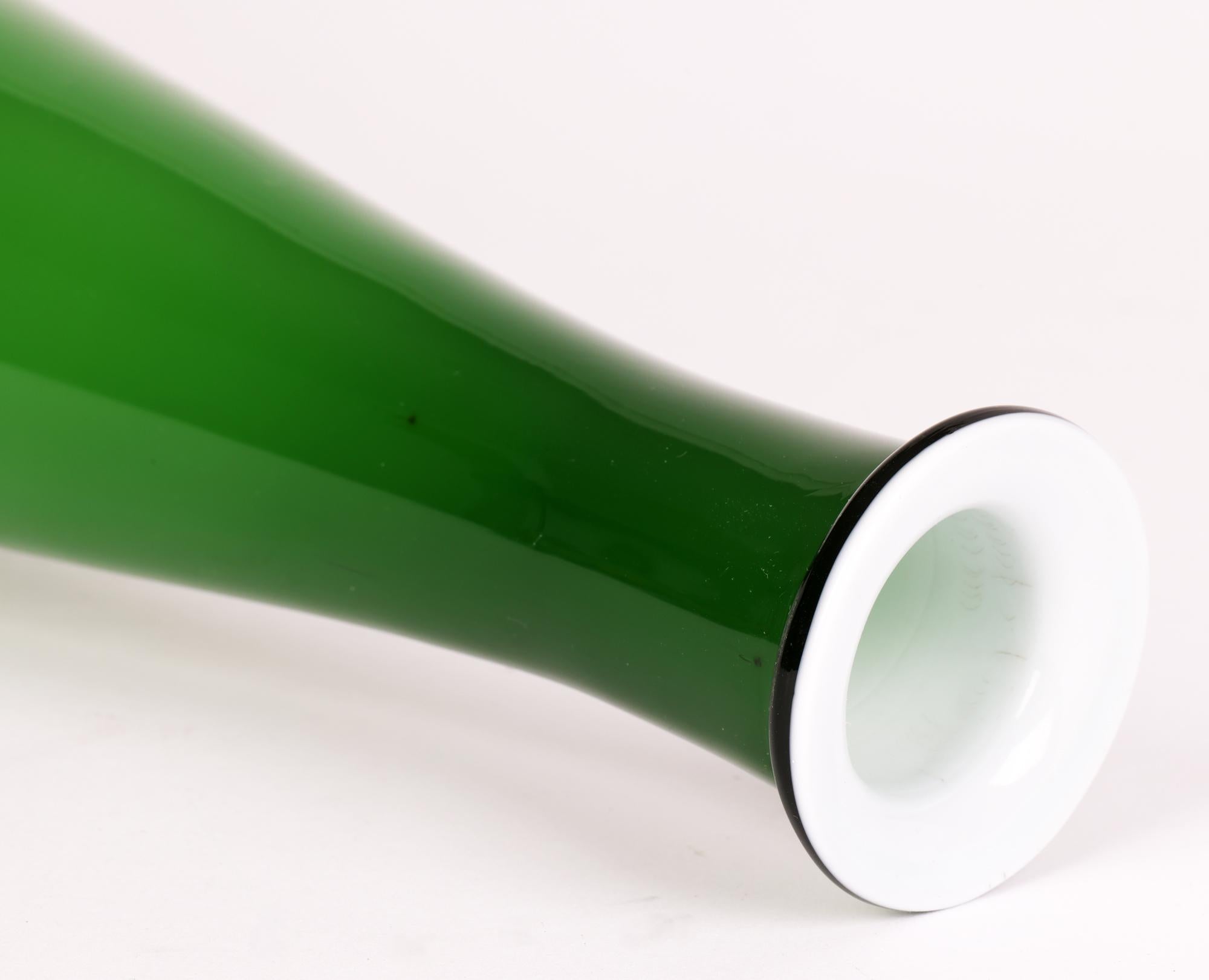 Kastrup Danish Mid-Century Otto Bauer White Cased Green Glass Vase For ...