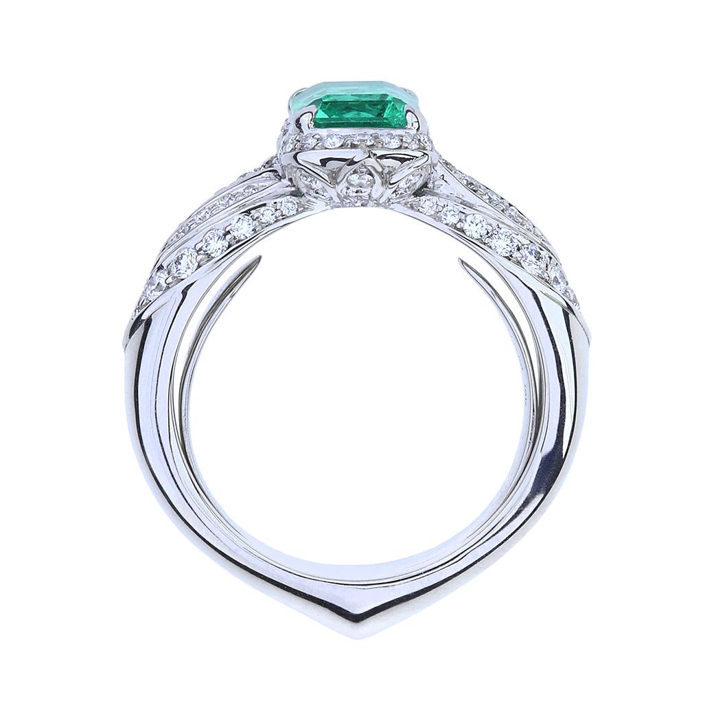 Kat Florence No Oil Muzo Colombian Emerald Diamond 18K Gold Ring For ...