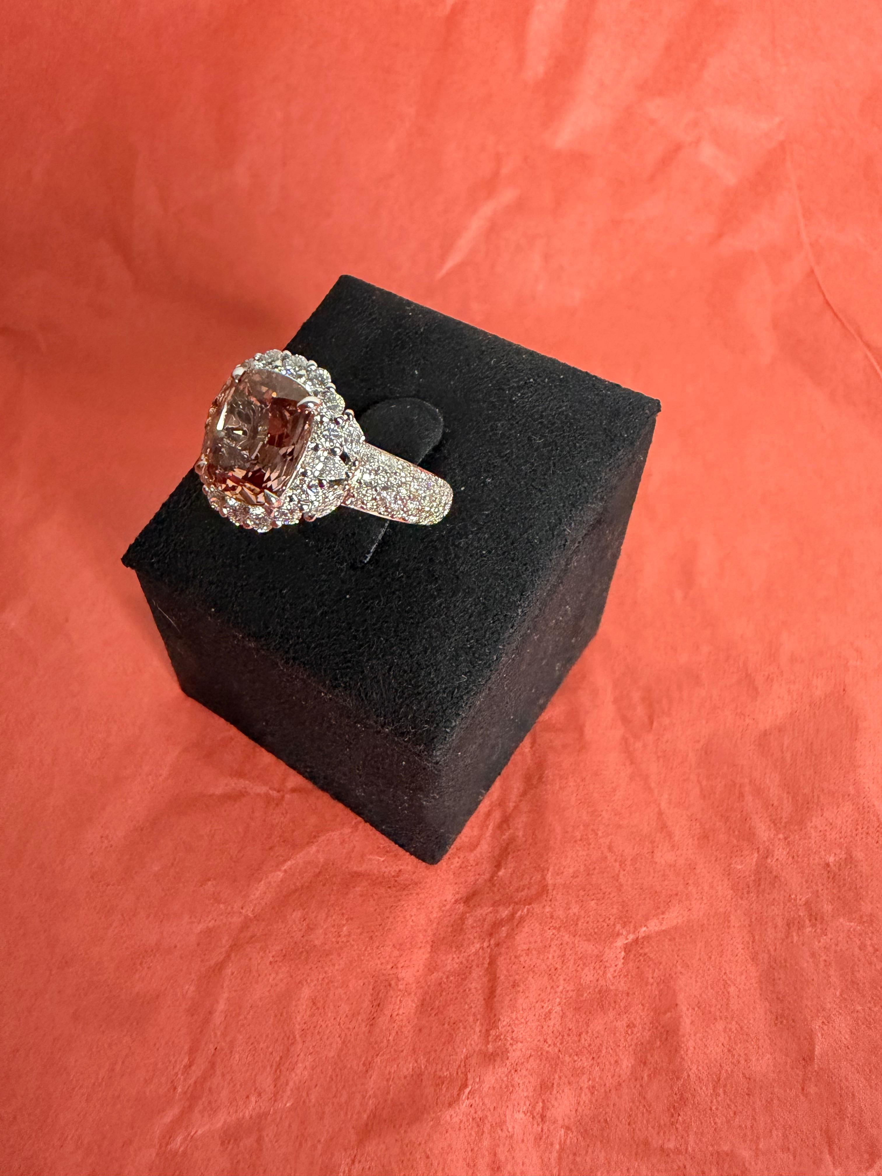 Kat Florence “Sunset Lotus” Unheated Padparadscha Sapphire Ring – 3.59 ...