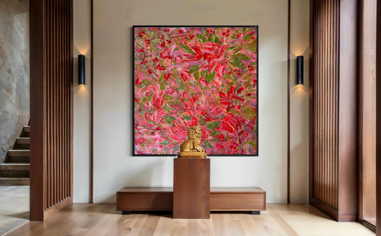 Katarina Joys - Red Bloom Acrylic Painting on Canvas For Sale at 1stDibs