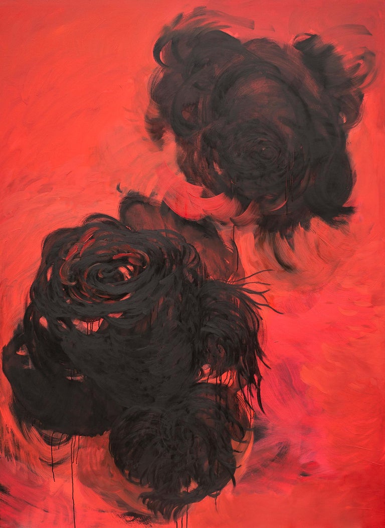 Katarzyna Swinarska - Vermilion - Modern Expressive Abstract Flower Oil ...