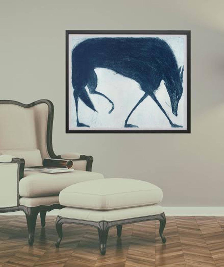 Blue Wolf, Kate Boxer, Blue Art, Contemporary Drypoint Prints, Animal ...