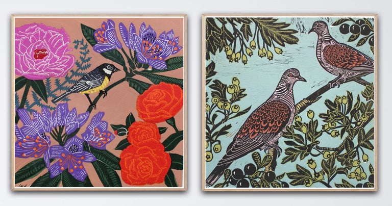 Kate Heiss - Garden in Bloom and Two Turtle Doves For Sale at 1stDibs