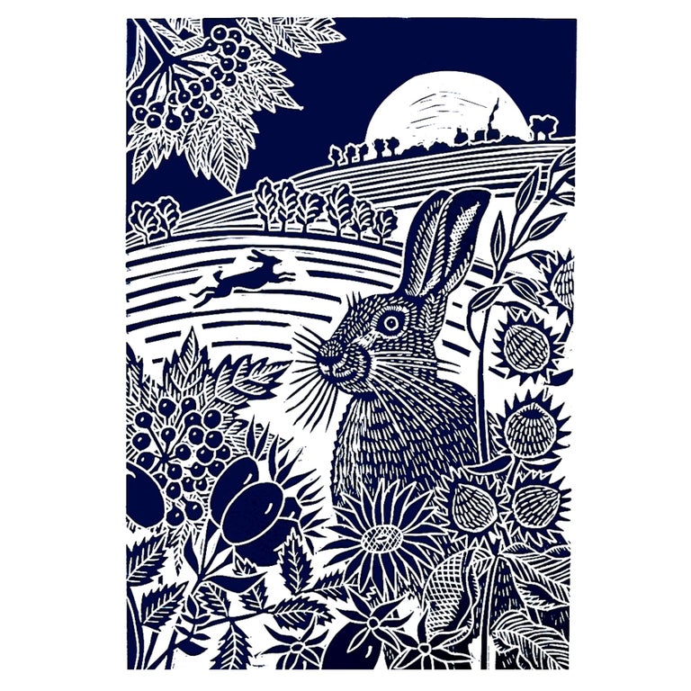 Kate Heiss - Harvest Moon Hares, Animal Art, Minimalist Artwork ...