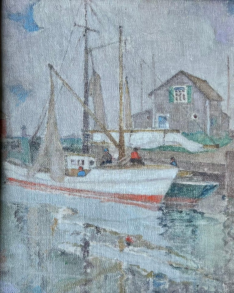 Kate Montague Hall - Fishing Boat on the Dock For Sale at 1stDibs
