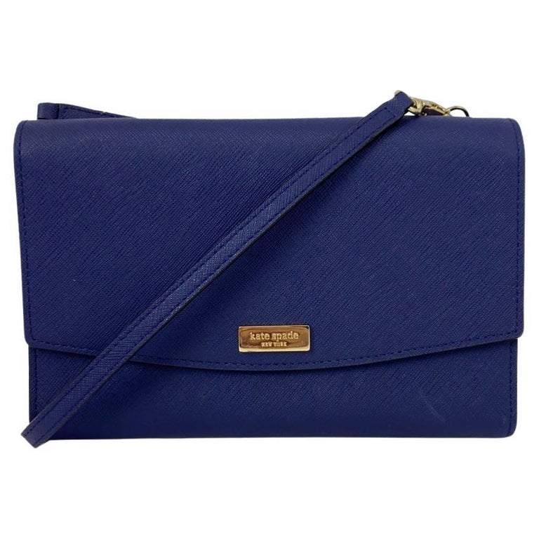 Kate Spade Blue Leather Clutch For Sale at 1stDibs