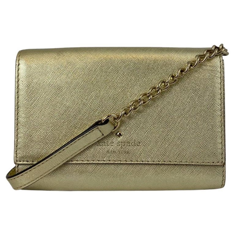 Kate Spade Metallic Gold Leather Clutch For Sale at 1stDibs