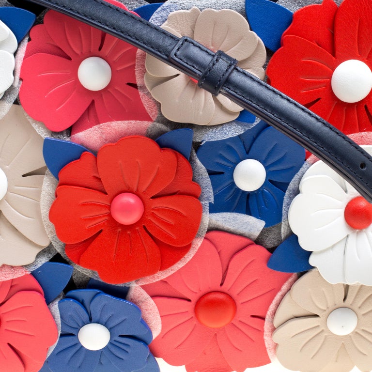 Kate Spade Navy Blue Leather Floral Applique Daisy Lane Sam Top Handle ...