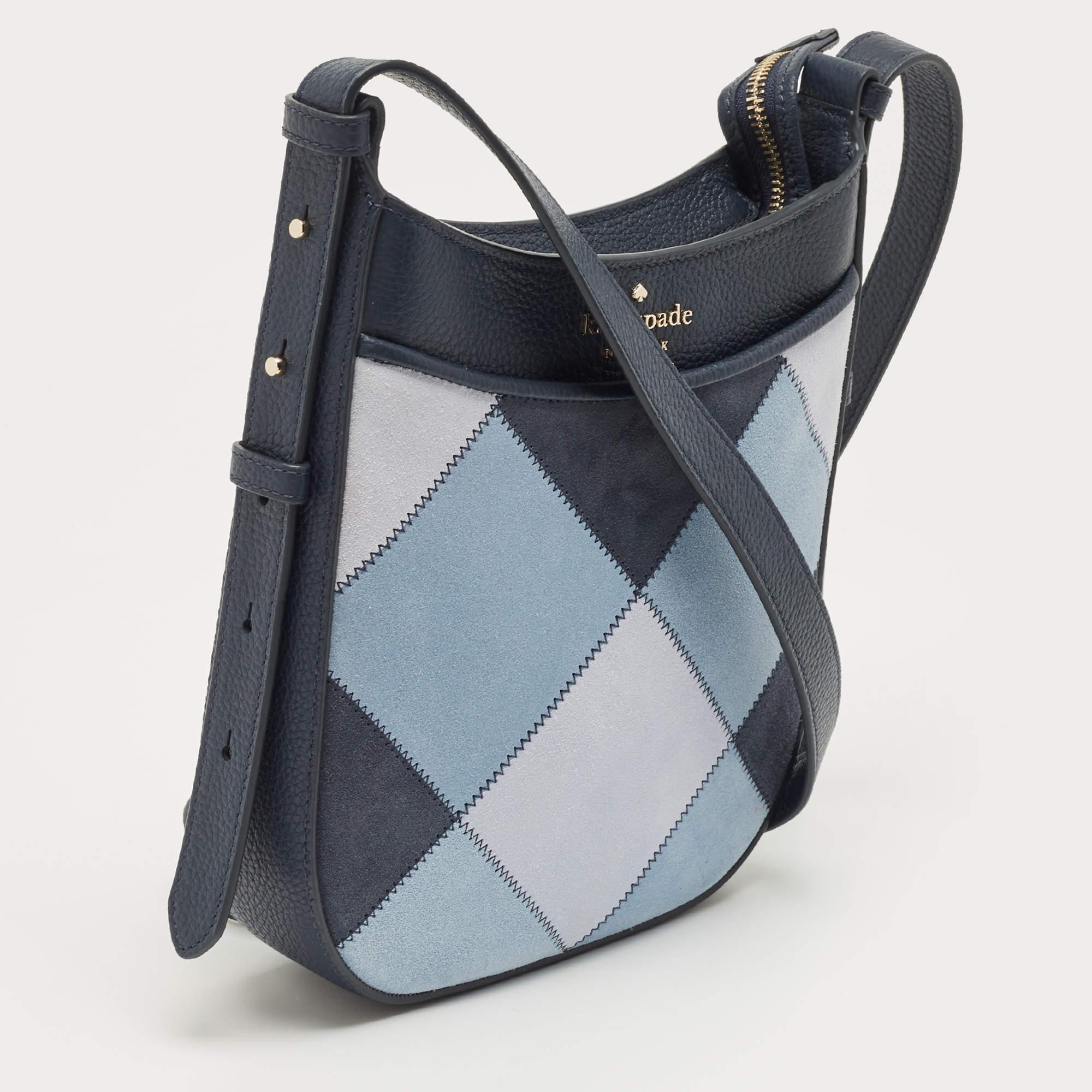 Kate Spade Tri Tone Blue Quilted Leather and Suede North South Leila ...