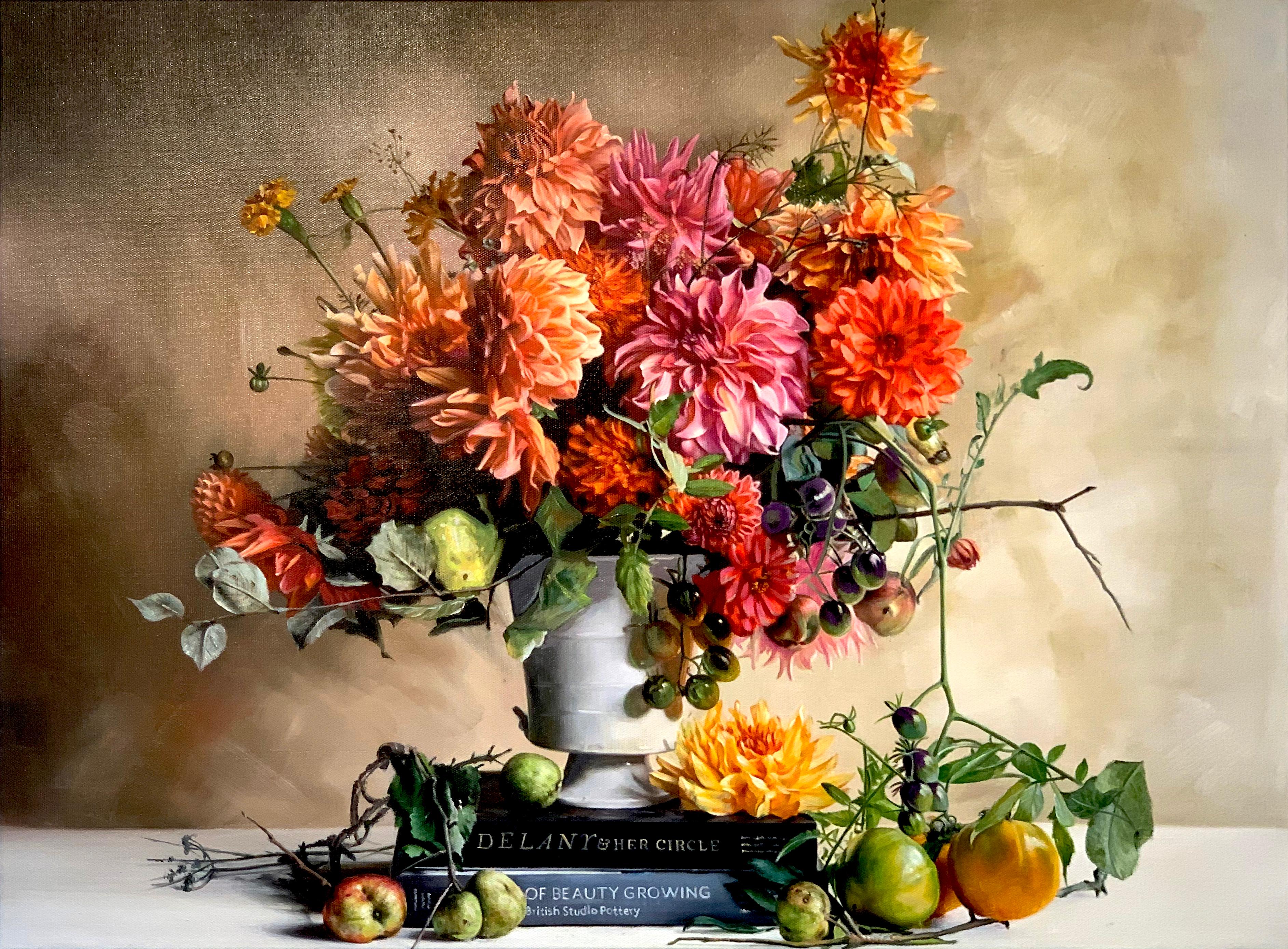 Katharina Husslein - Days of Wine and Roses by Katharina Husslein Flower Still life Oil Painting ...