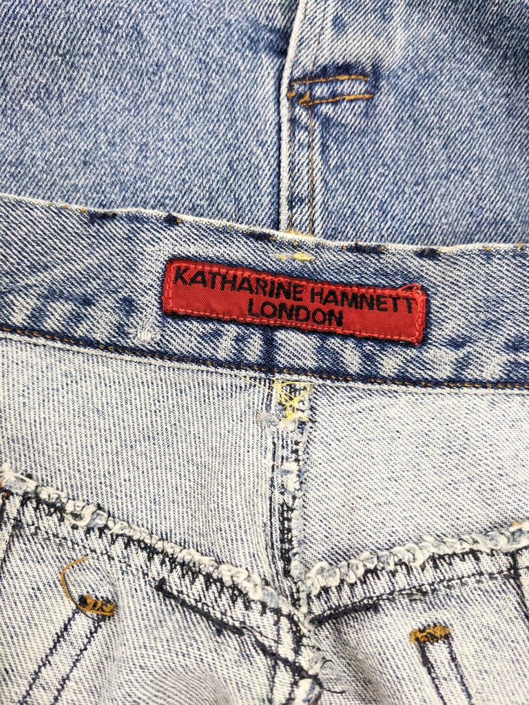 Katharine Hamnett Vintage Blue Denim Jean Gold Sequin Mini Skirt, 1980s ...