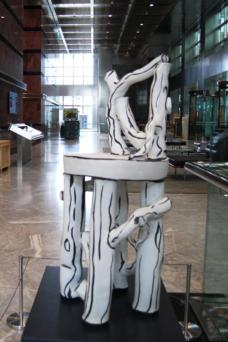 Katharine Morling - "Wooded Chair, " porcelain and black stain ceramic ...